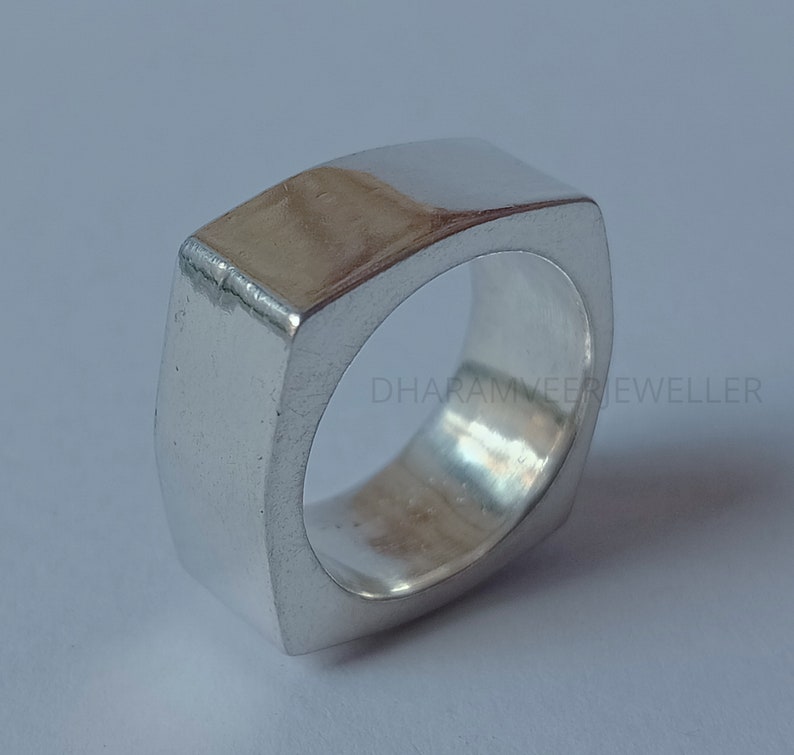 Solid Square Nut Bolt Ring, 925 Sterling Silver Ring, Heavy Wide Band ...