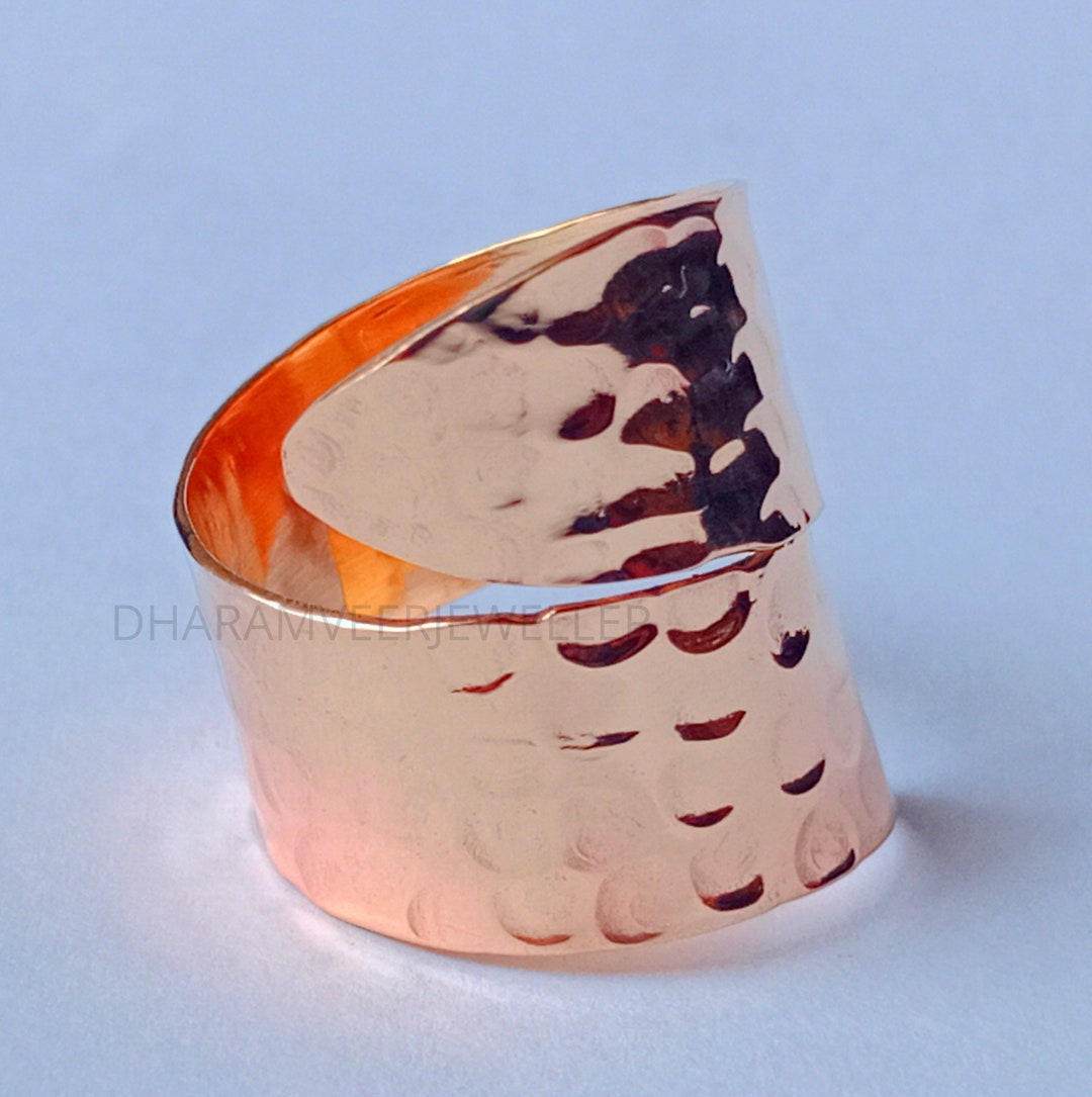 Solid Copper Band Ring-hammered Copper Ring-adjustable Copper Wrap Ring ...