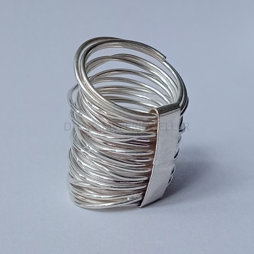 Multi Wire Wrap Ring, 925 Sterling Silver Ring, Long Stackable Ring ...