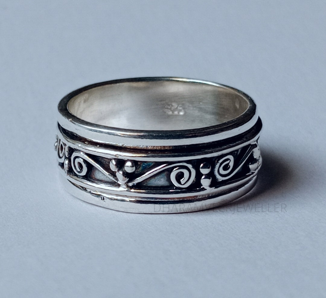 Silver Mens Spinner Band Ring, Stylish Infinity Spinner Wedding Band ...