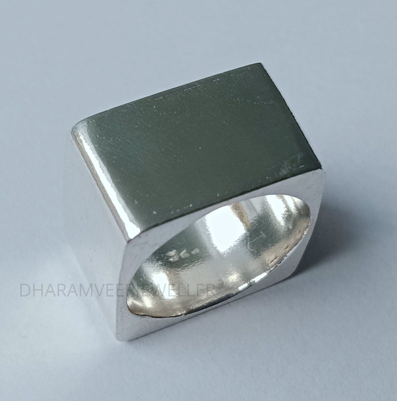 Solid Sterling Silver Ring, Square Ring, Geometric Ring, Chunky Silver ...