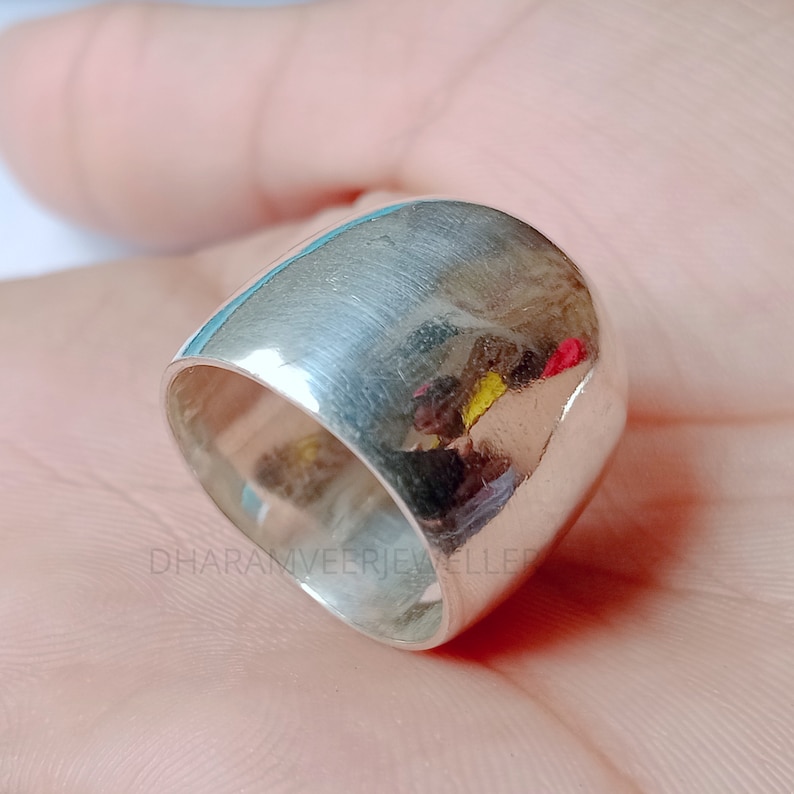 Handmade Sterling Silver Chunky Dome Ring, Wide Band Boho Statement ...