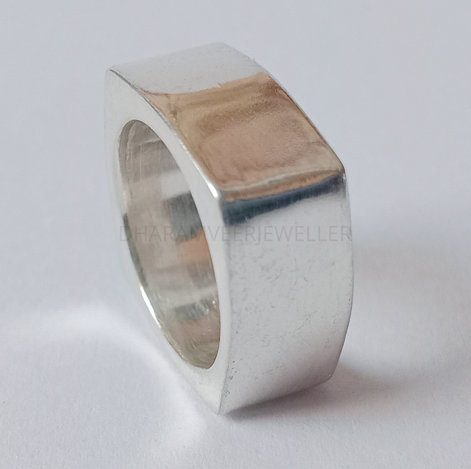 Solid Square Nut Bolt Ring, 925 Sterling Silver Ring, Heavy Wide Band ...