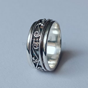 Silver Mens Spinner Band Ring, Stylish Infinity Spinner Wedding Band ...
