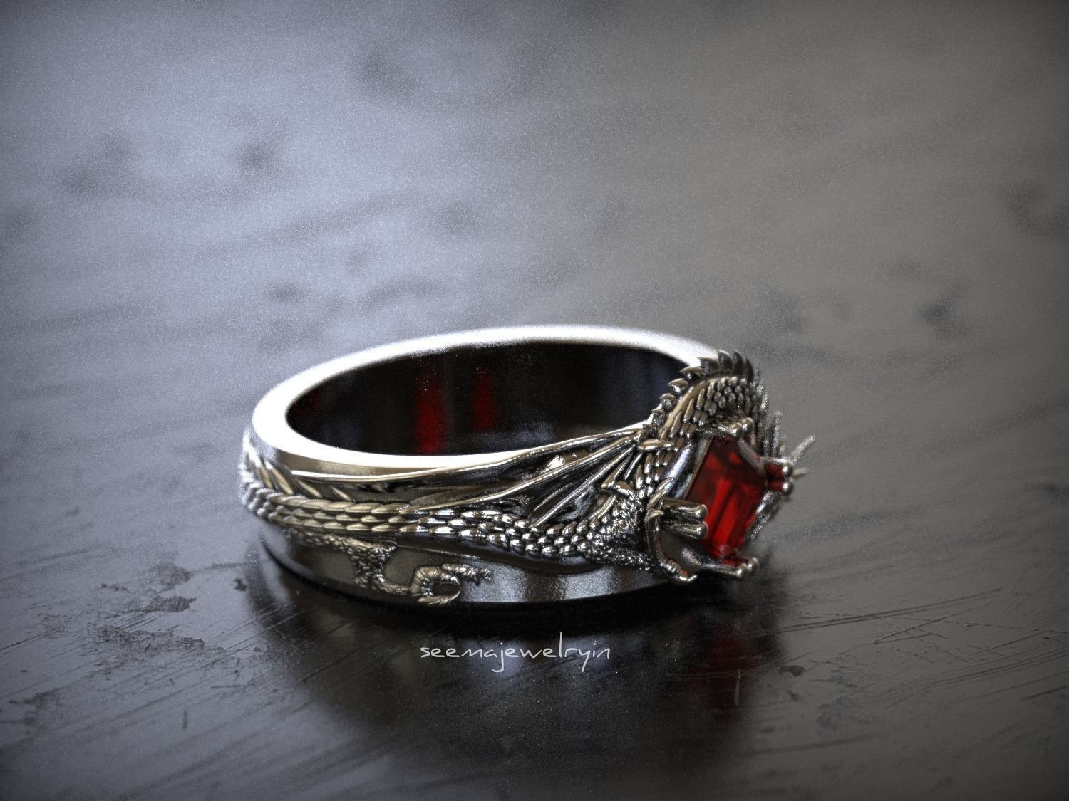 925 Sterling Silver Dragon Ringdragon Ruby Stone Ringruby - Etsy