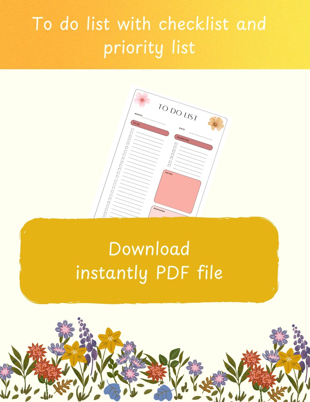 Printable Adorable To-do List With Priorities and Notes - Etsy