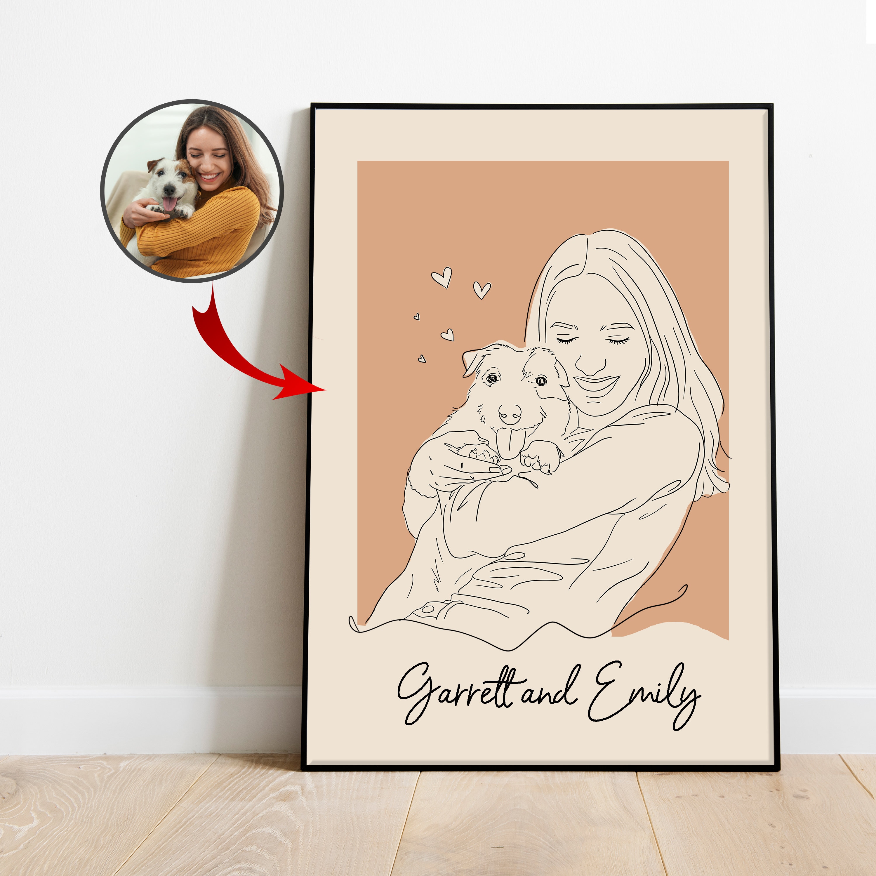 Personalized Dog Mom Portrait Dog Mom Art Pet Line Art - Etsy
