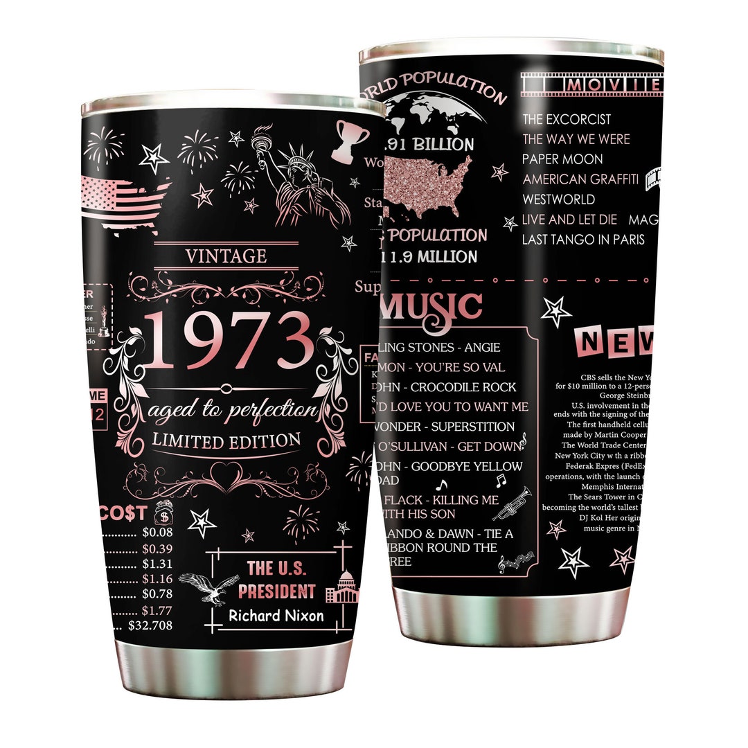 Vintage 1973 Tumbler Cup With Lid, Mens 50th Birthday Gift Ideas, 1973 ...