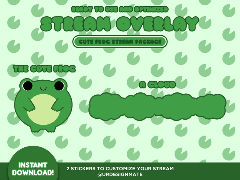 Cute Frog Stream Overlay Package for Twitch / Animated Screens - Etsy