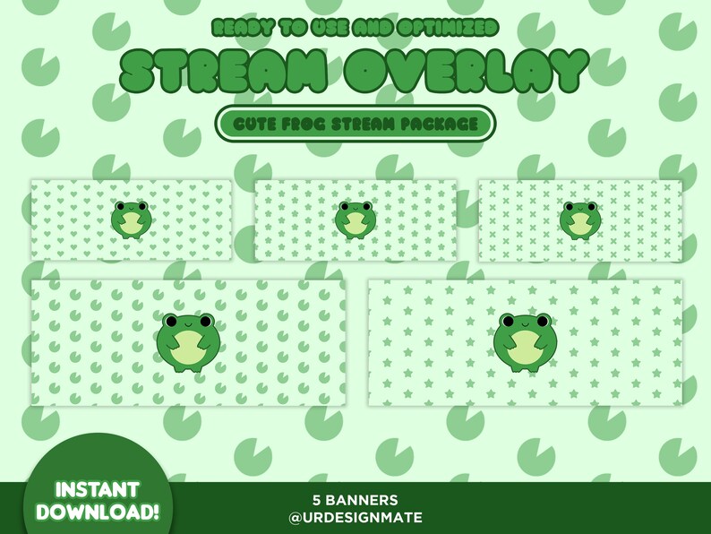 Cute Frog Stream Overlay Package for Twitch / Animated Screens - Etsy