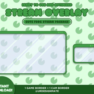 Cute Frog Stream Overlay Package for Twitch / Animated Screens / Pastel ...