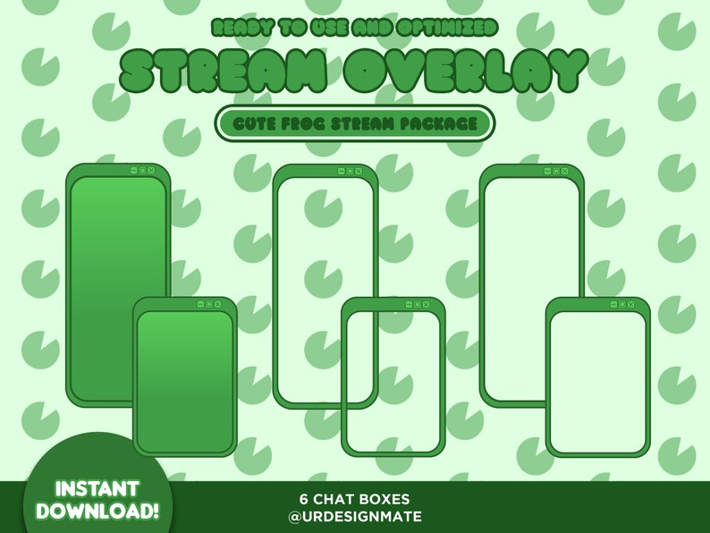 Cute Frog Stream Overlay Package for Twitch / Animated Screens / Pastel ...