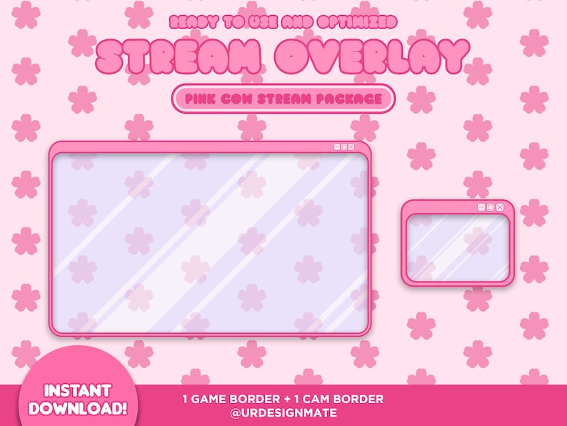 Pink Cow Stream Overlay Package for Twitch / Animated Screens / Pastel ...