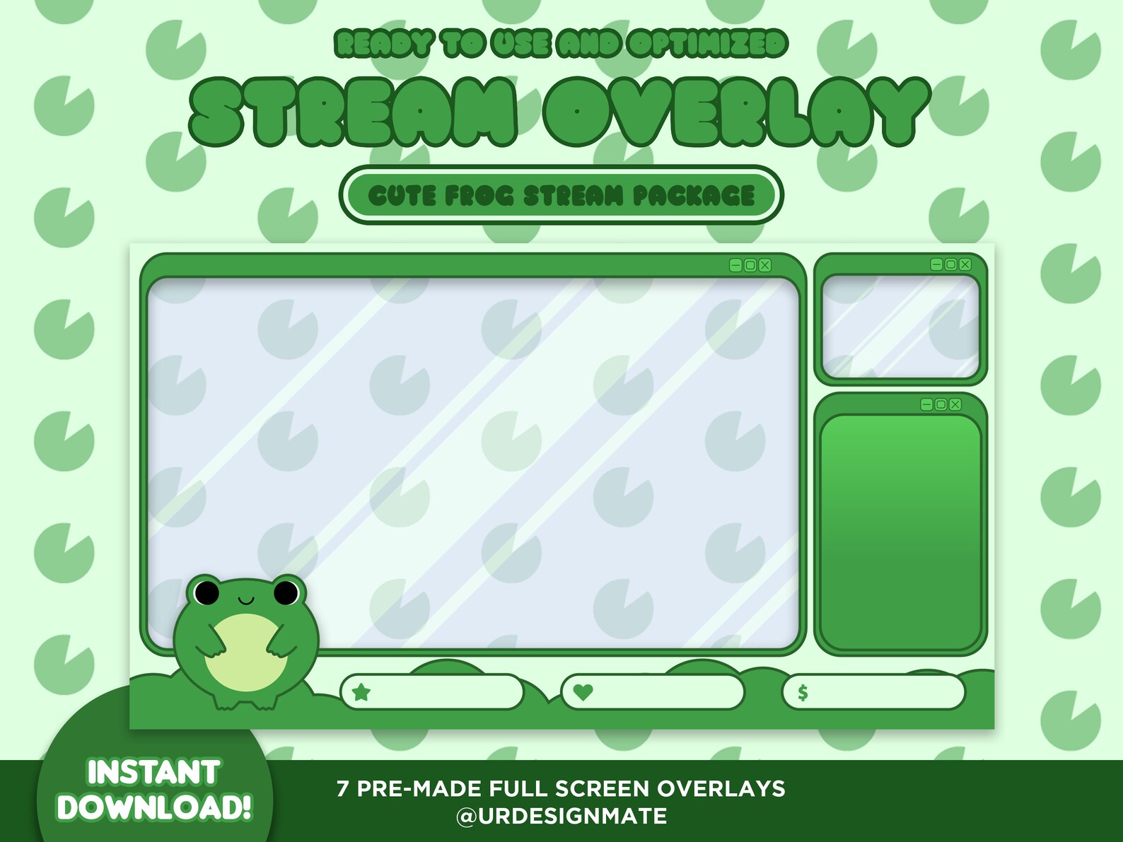 Cute Frog Stream Overlay Package for Twitch / Animated Screens - Etsy