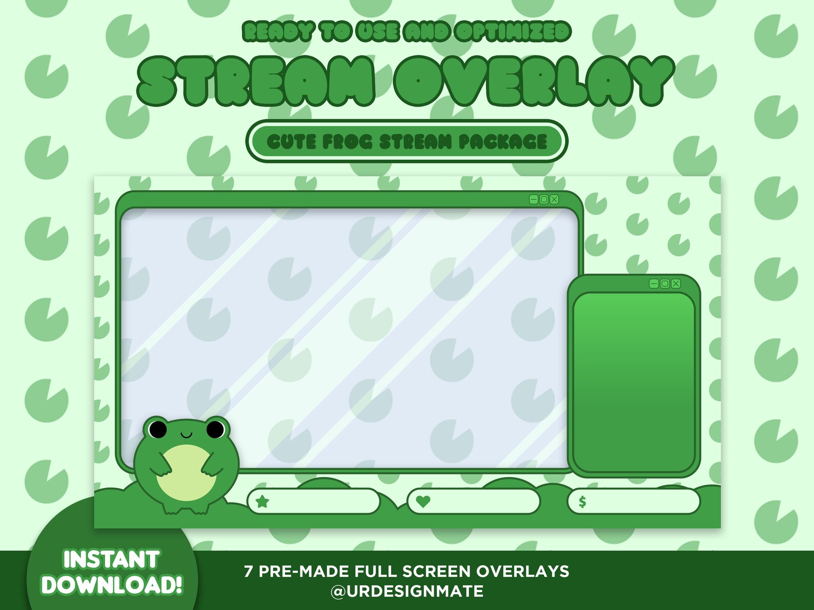 Cute Frog Stream Overlay Package for Twitch / Animated Screens - Etsy