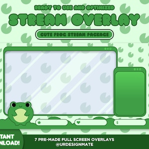 Cute Frog Stream Overlay Package for Twitch / Animated Screens / Pastel ...