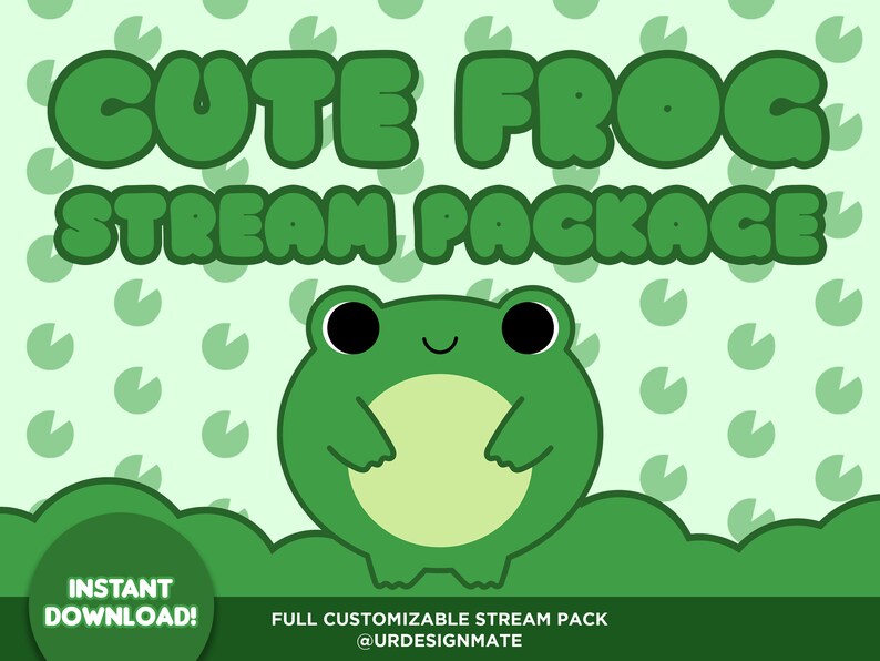 Cute Frog Stream Overlay Package for Twitch / Animated Screens / Pastel ...