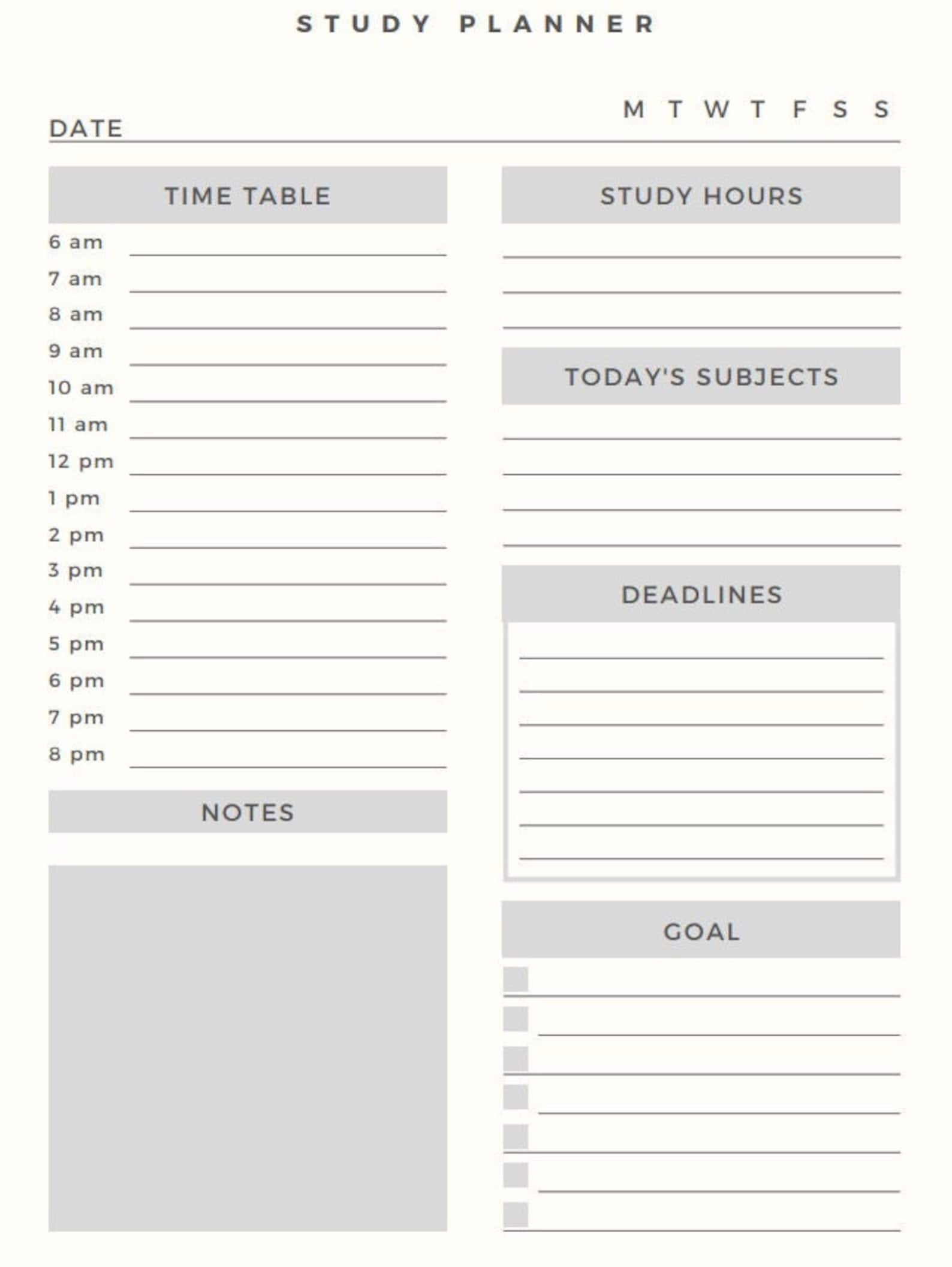 School & College Study Planner Printable | Make Studying Easier - Etsy