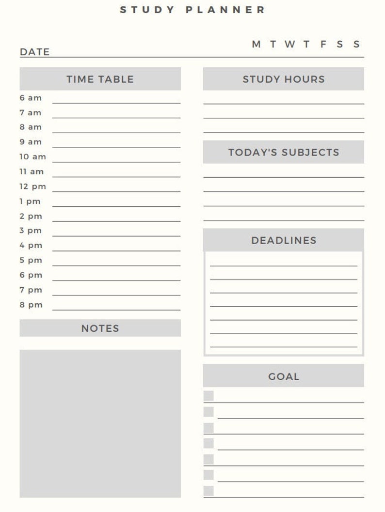 School & College Study Planner Printable Make Studying Easier - Etsy