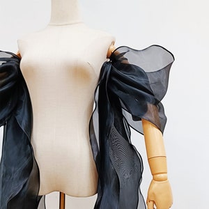 Elegant Black Bow Organza Sleeves/arm Decor/detachable Sleeves/prom Dress Sleeves/bridal Dress ...