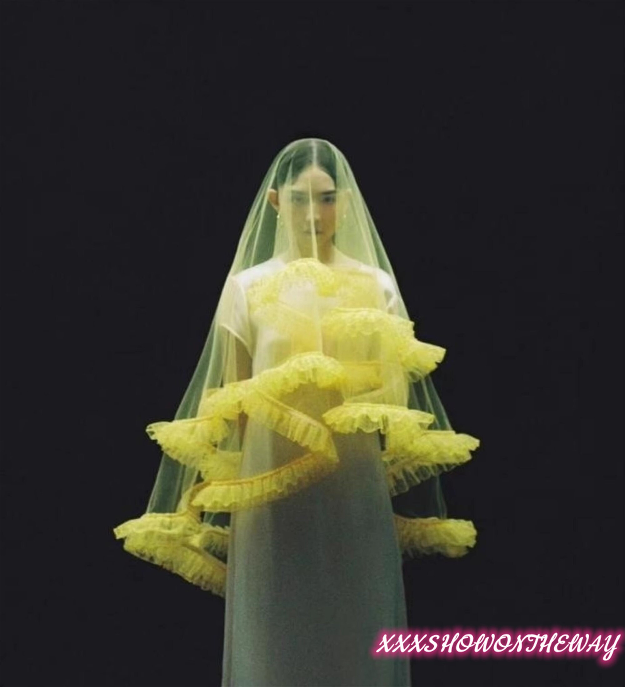 Single Layer Yellow Lace Veil Without Comb/bridal Veil/makeup Hair ...