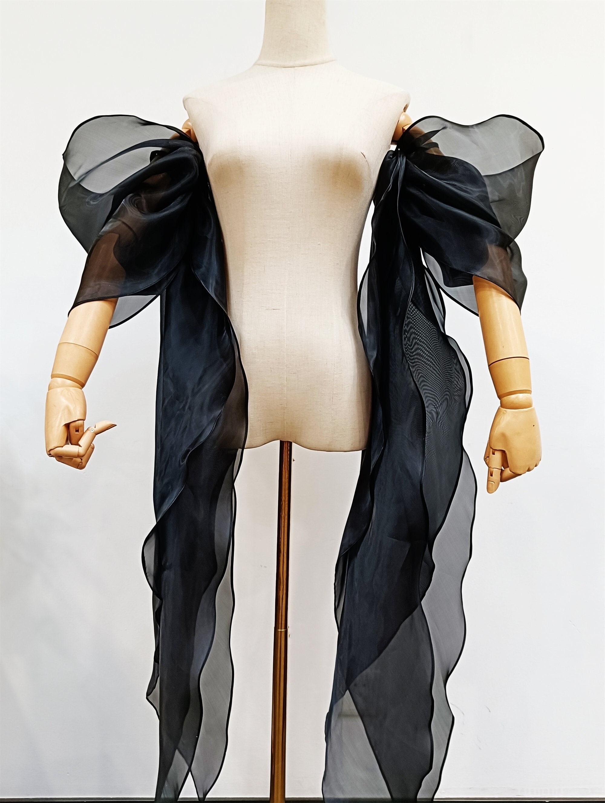 Elegant Black Bow Organza Sleeves/arm Decor/detachable Sleeves/prom ...