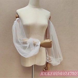 Ivory/black Plain Tulle Cuffed Sleeves/detachable Sleeves/prom Dress ...