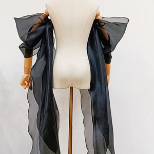 Elegant Black Bow Organza Sleeves/arm Decor/detachable Sleeves/prom Dress Sleeves/bridal Dress ...