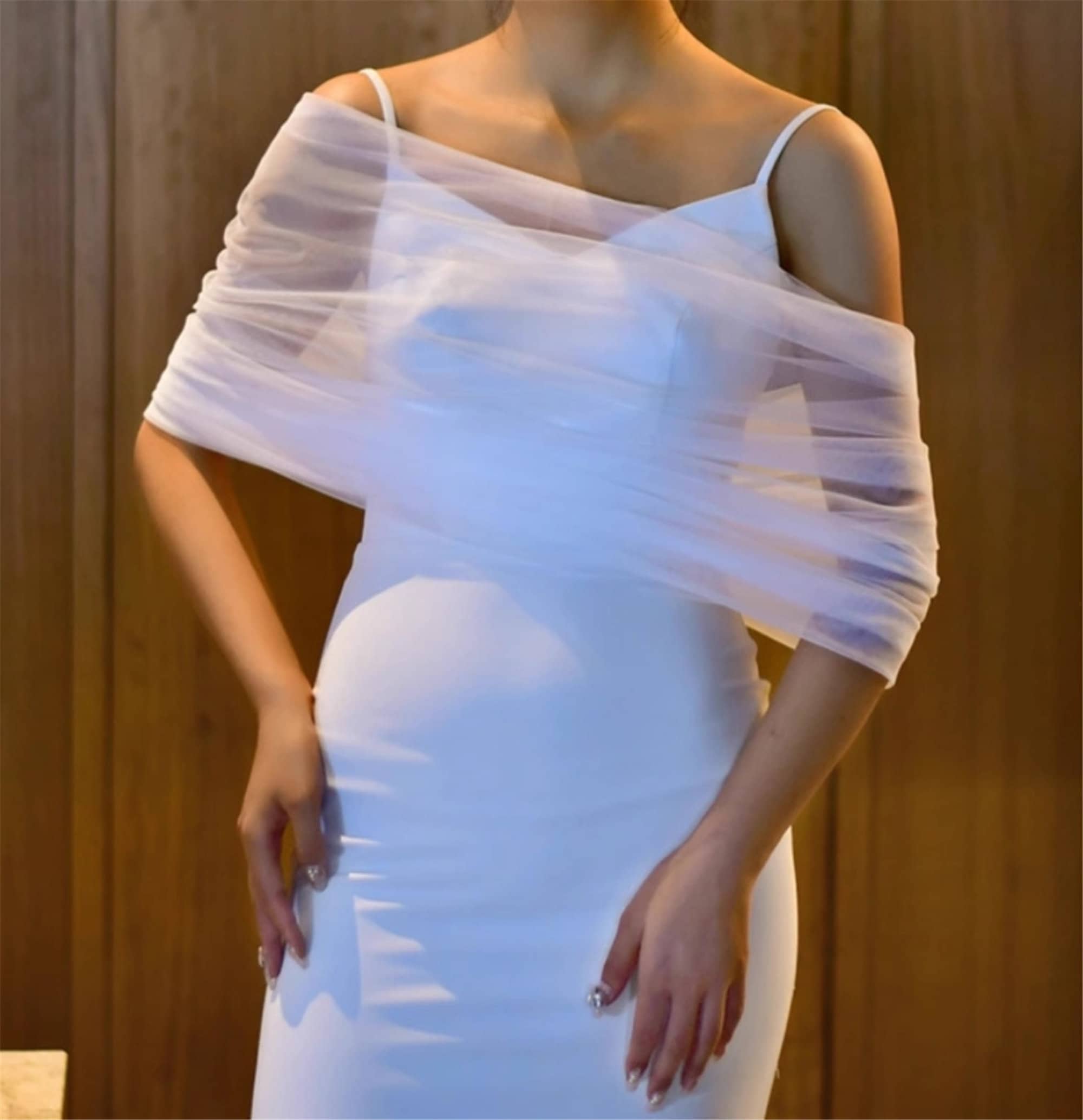 Off-the-shoulder Ivory/white Tulle Wraps/shawl/covering Shoulder ...