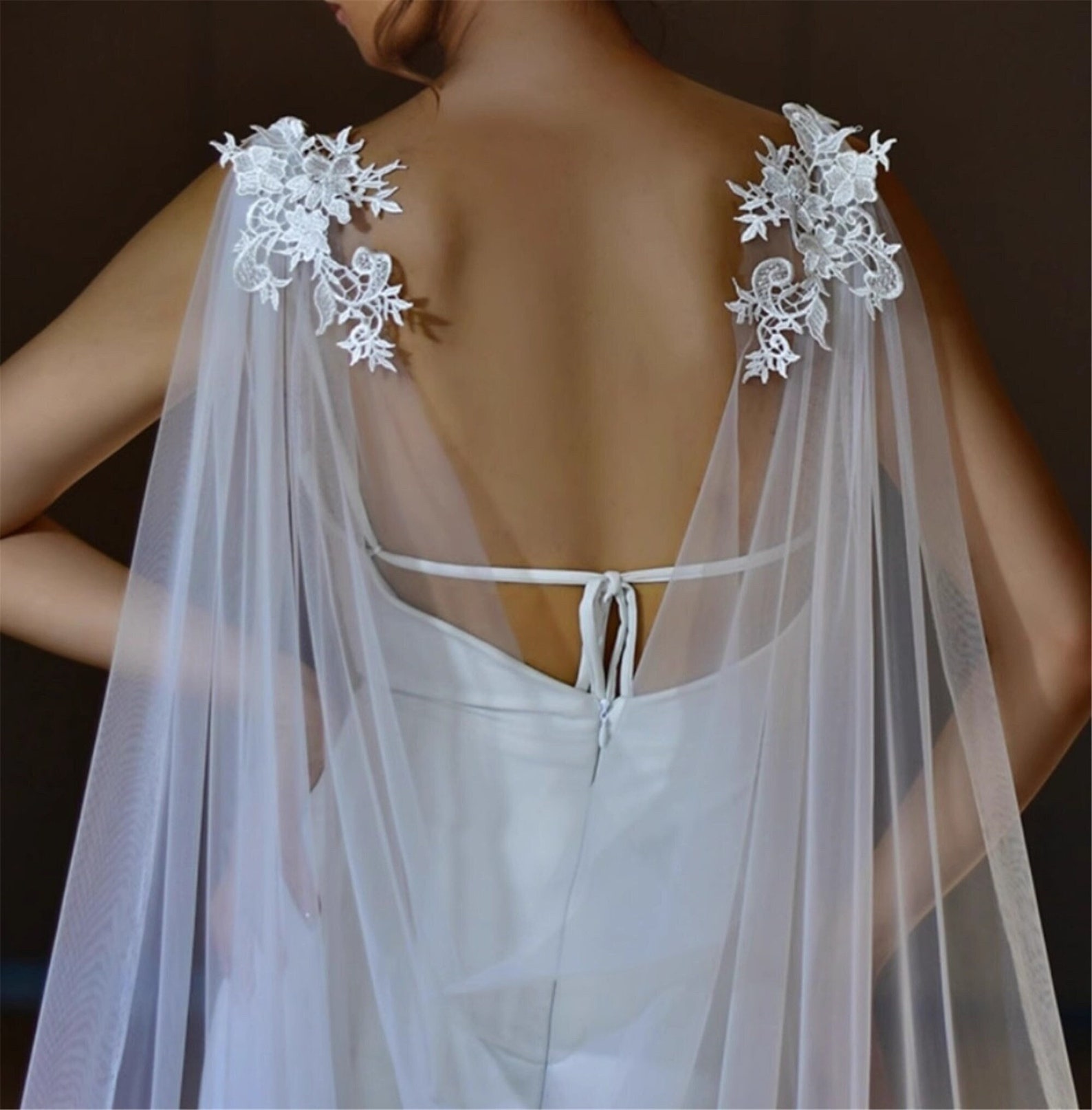 Beautiful Lace Plain Ivory/white Tulle Shawl/cape/covering - Etsy