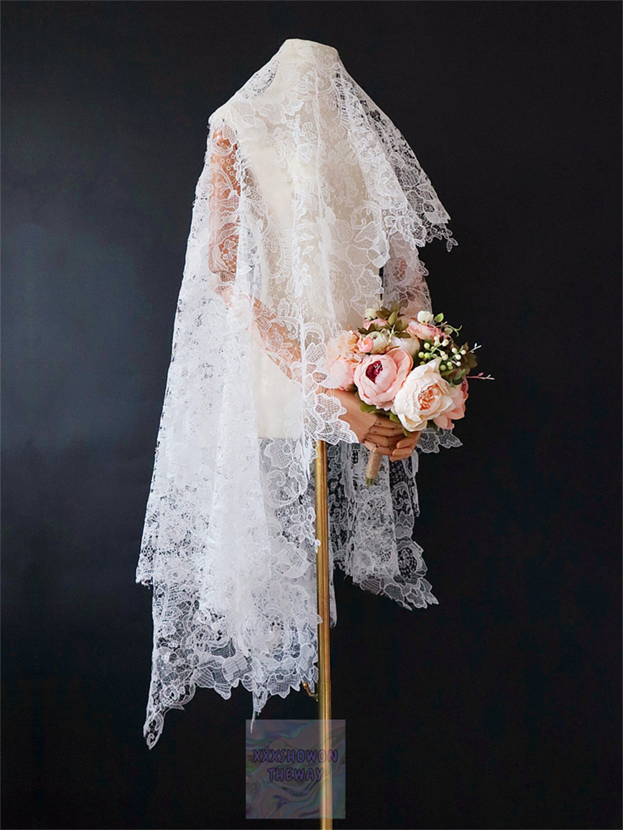 Vintage Full Lace Cover Mid-length Veil/bridal Veil/super Fairy Makeup ...
