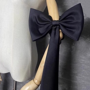 Black Satin Bow Arm Sleeves With Ribbon/arm Decor/detachable Sleeves/prom Dress Sleeves/bridal ...