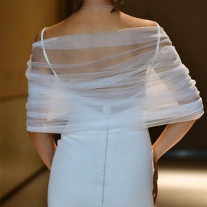 Off-the-shoulder Ivory/white Tulle Wraps/shawl/covering Shoulder ...