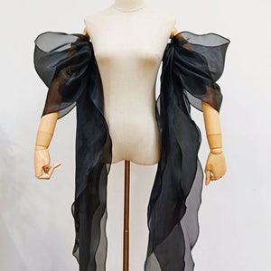 Elegant Black Bow Organza Sleeves/arm Decor/detachable Sleeves/prom Dress Sleeves/bridal Dress ...