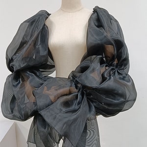 Black Puffy Ruffled Organza Elastic Sleeves/long Detachable Arm Sleeves/prom Dress Sleeves ...
