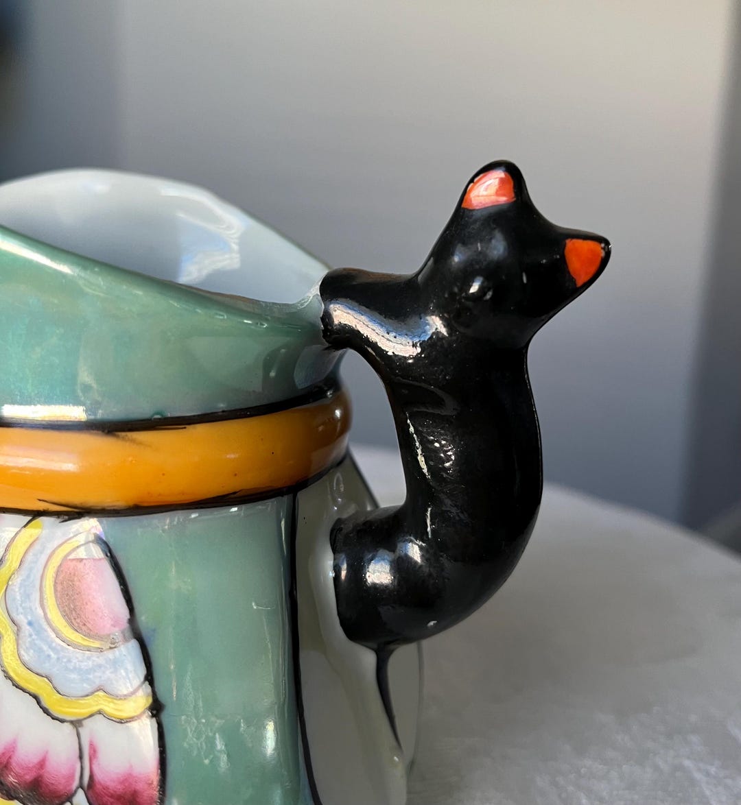 Gold Castle Chikusa Japan Creamer Black Cat Handle Lusterware - Etsy