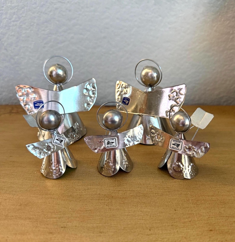 Punched Tin Angel Figures With Marble Accent Set of 5 - Etsy