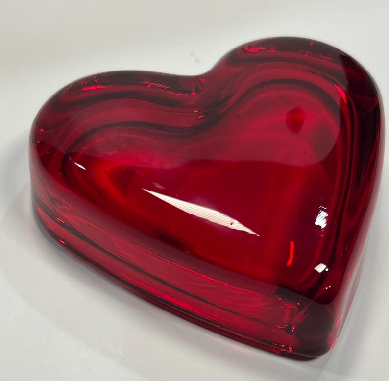Ruby Red Heart Paperweight Art Glass - Etsy