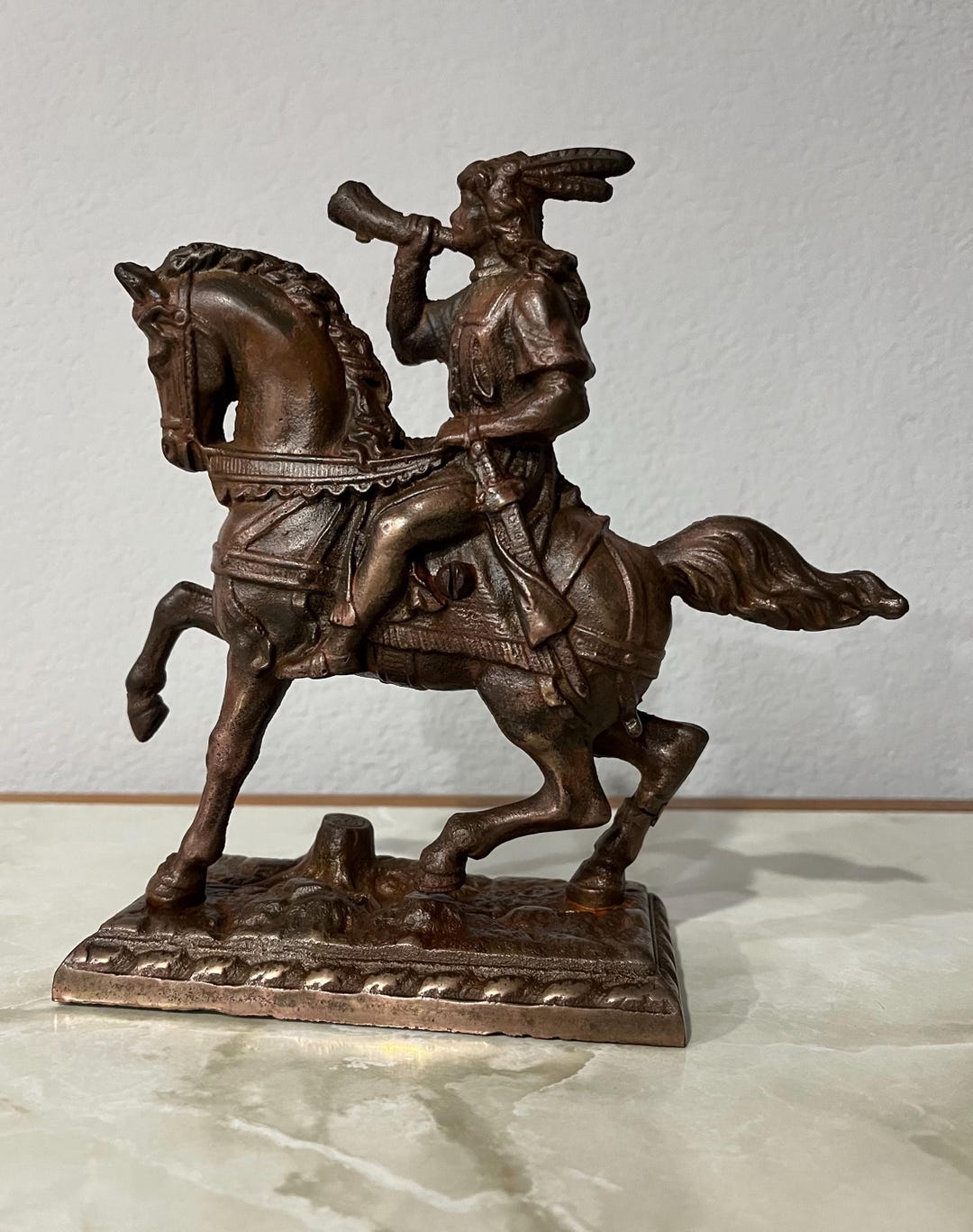 Horse and Trumpeter Statue Heavy Metal Aged Copper Finish 7 - Etsy