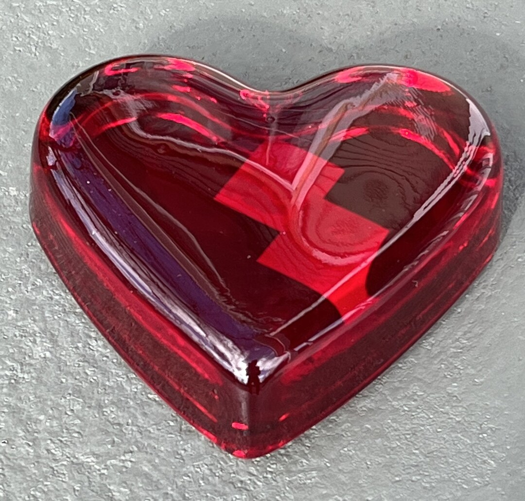 Ruby Red Heart Paperweight Art Glass - Etsy