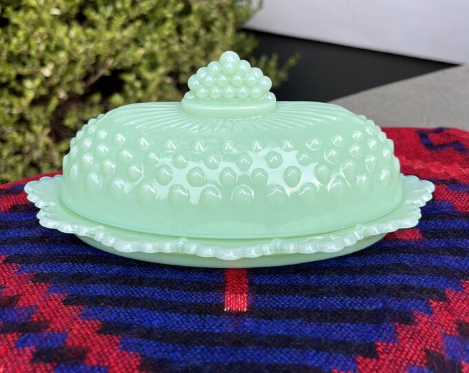 Mosser Glass Jadeite Hobnail Butter Tub/lidded Dish - Etsy