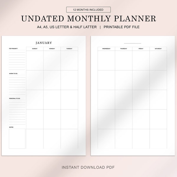 Monthly Planner - Etsy