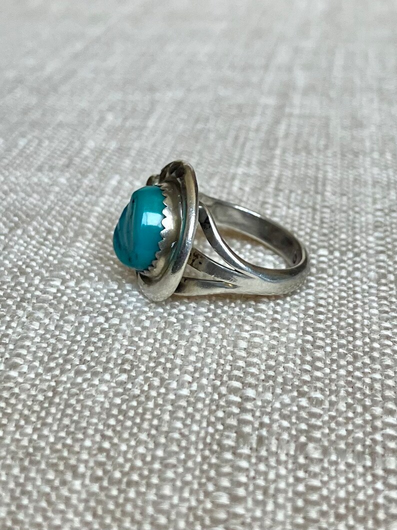 Vintage Sterling Silver Blue Turquoise Ring Size 4.5 Sz 4.5 - Etsy