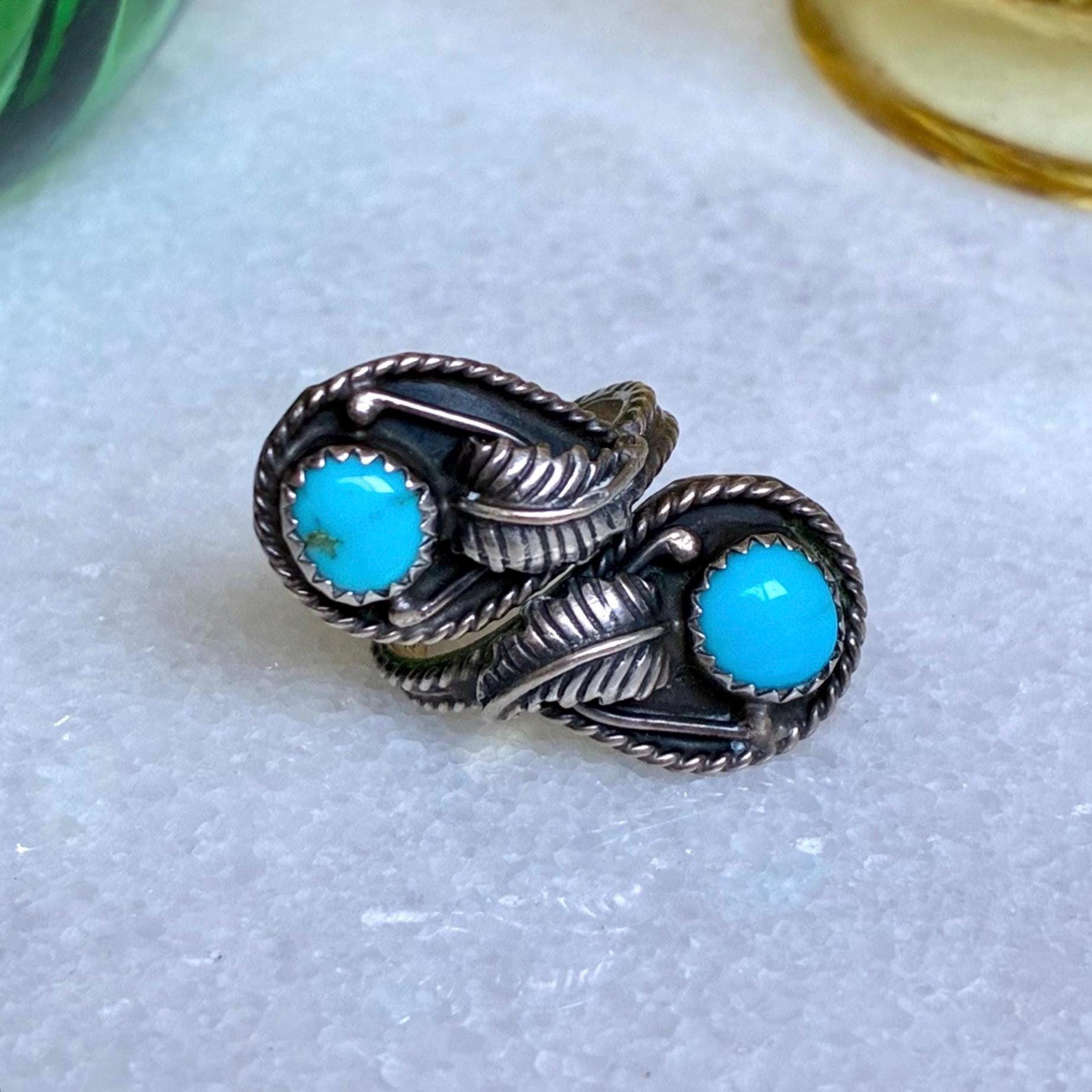 Vintage Sterling Silver Sleeping Beauty Turquoise Wrap Ring Size 4 to 6 ...