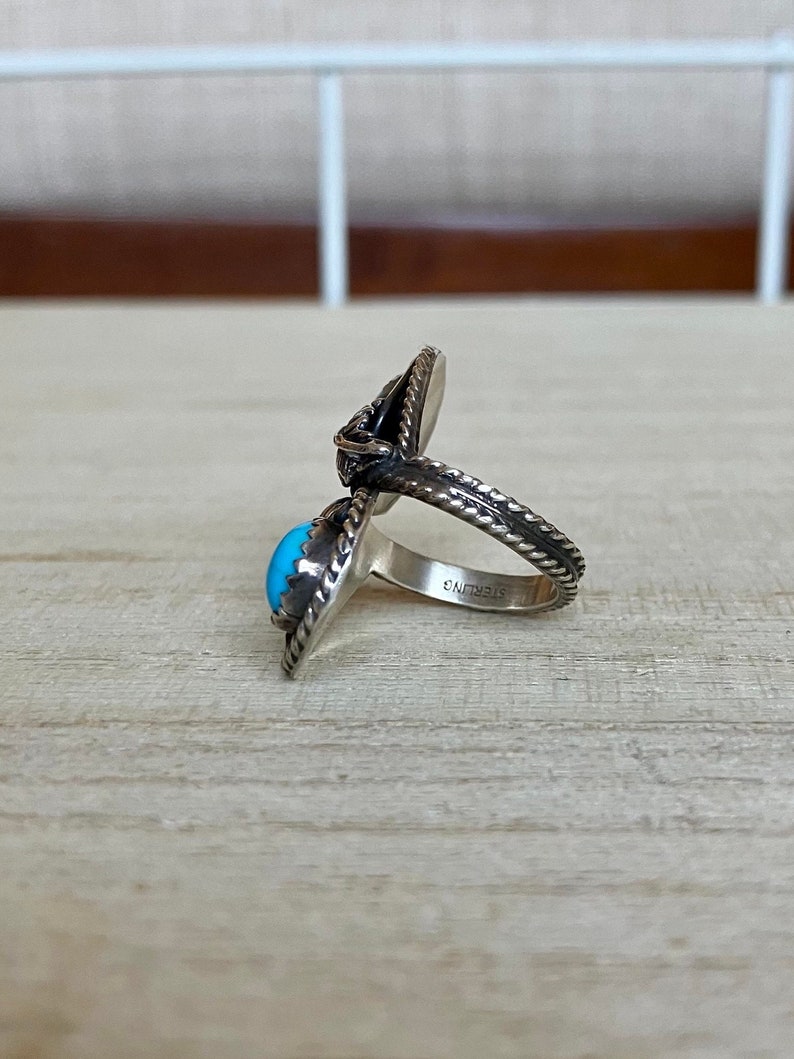 Vintage Sterling Silver Sleeping Beauty Turquoise Wrap Ring Size 4 to 6 ...