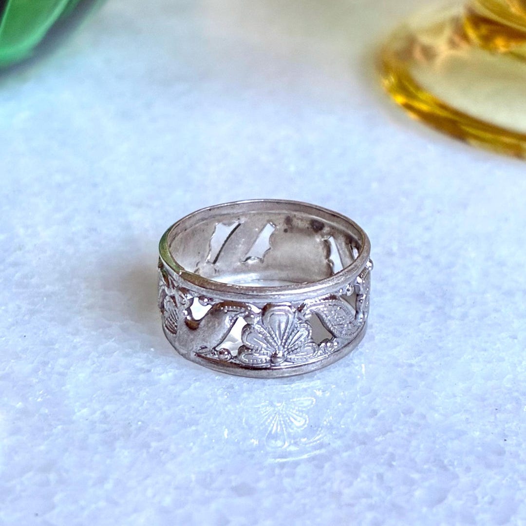Art Deco Uncas Sterling Silver Thin Openwork Filigree Floral Ring ...