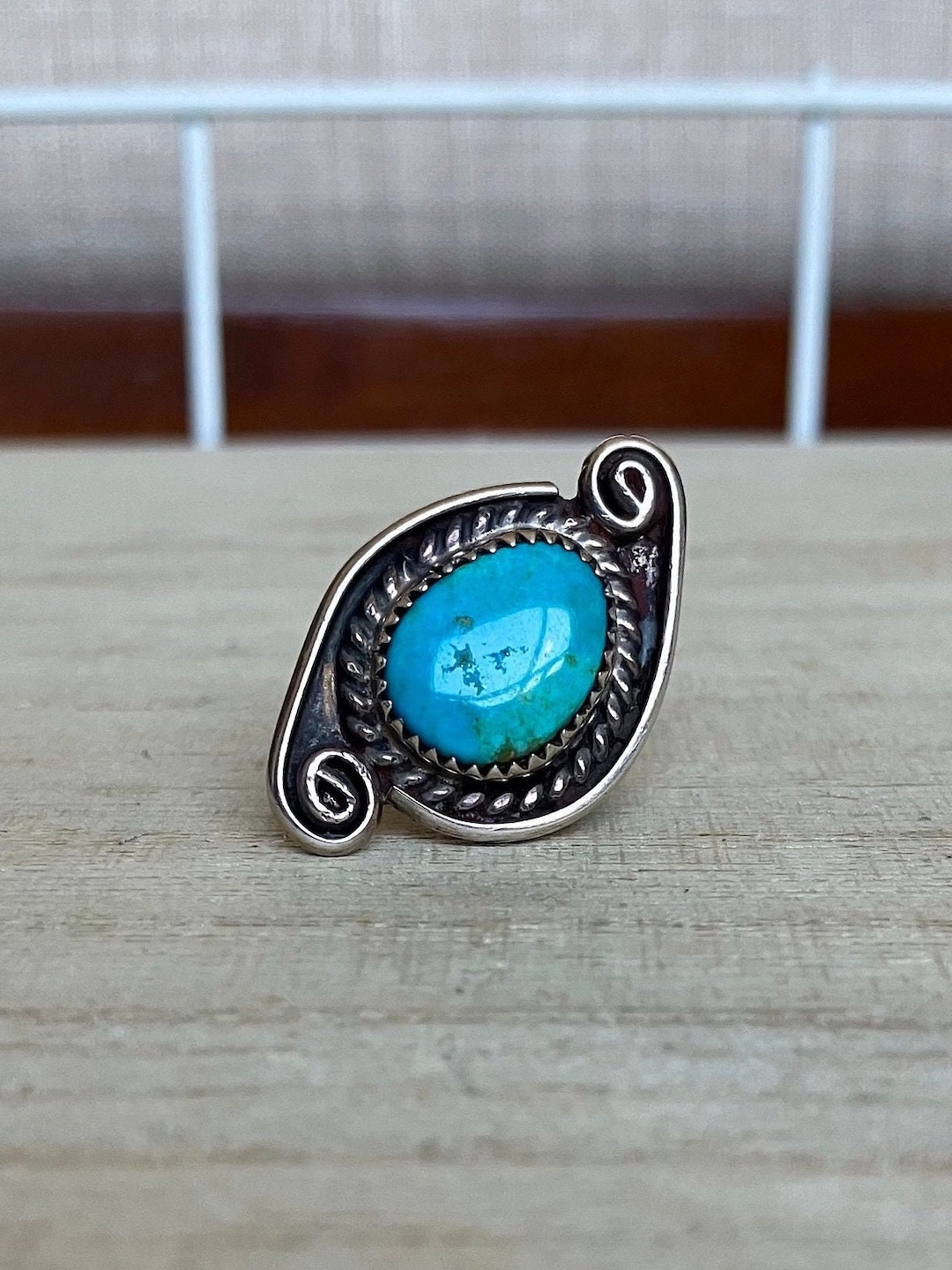 Vintage Unique Swirls Native Navajo Sterling Silver Genuine Blue Gem ...