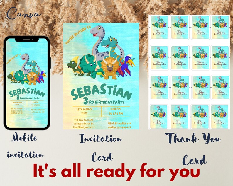 Editable Dinosaurs Birthday Invitation Template Printable - Etsy