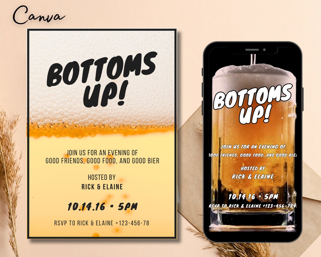 Beer Party Digital Invitation: Printable Video Evite (canva Template ...