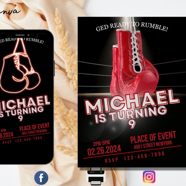 Boxing Theme Party Invitation - Etsy